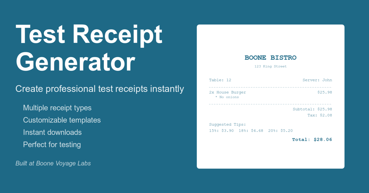 Test Receipt Generator